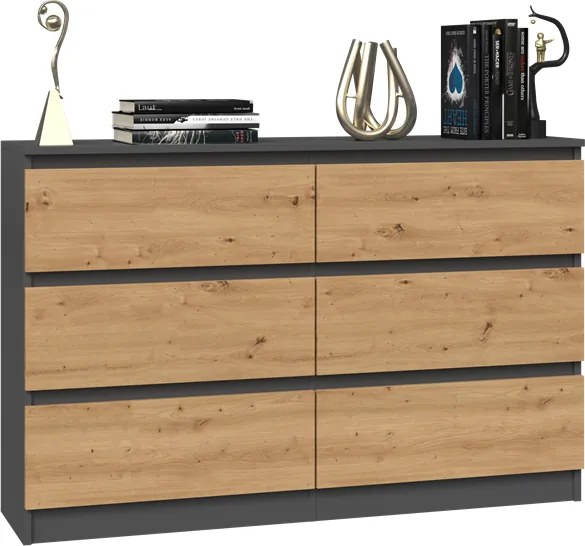FALCO Komoda Malvína M6 120 antracit/dub artisan