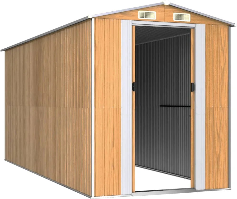 Zahradní kůlna světle hnědá 192x440x223 cm pozinkovaná ocel 3147474