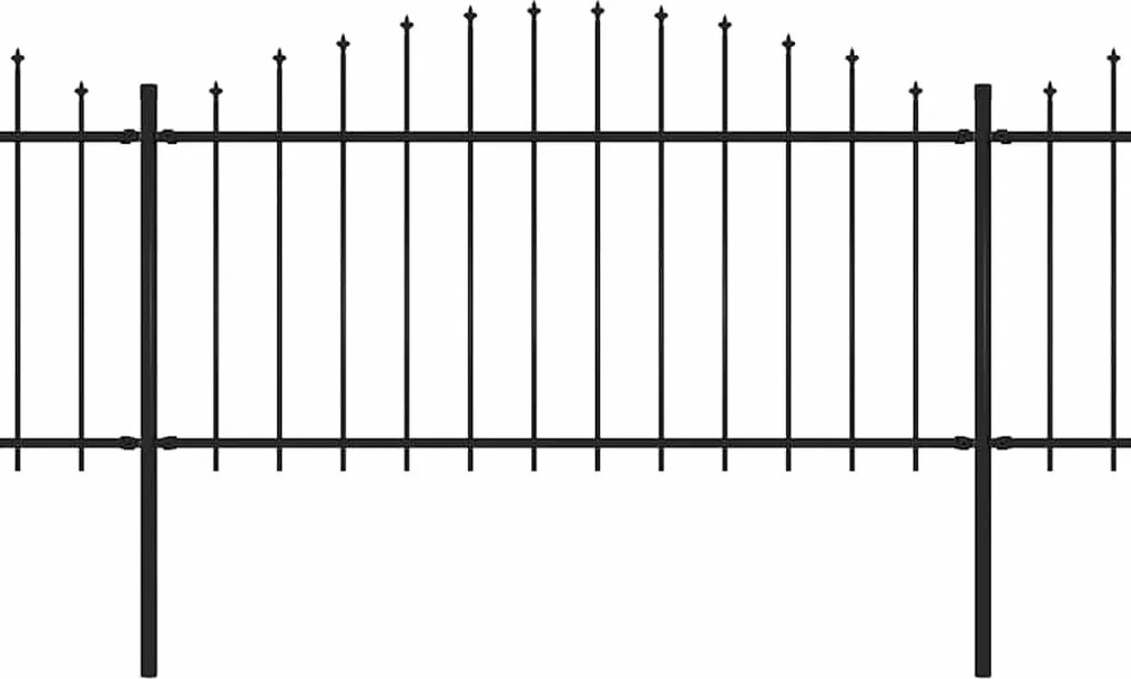 Zahradní plot s kopím nahoře ocelový 1005 x 150 cm černý 277735