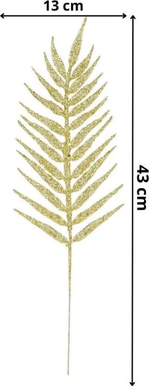 Větvičky kapradí 43cm zlaté sada 3ks, vánoční dekorace