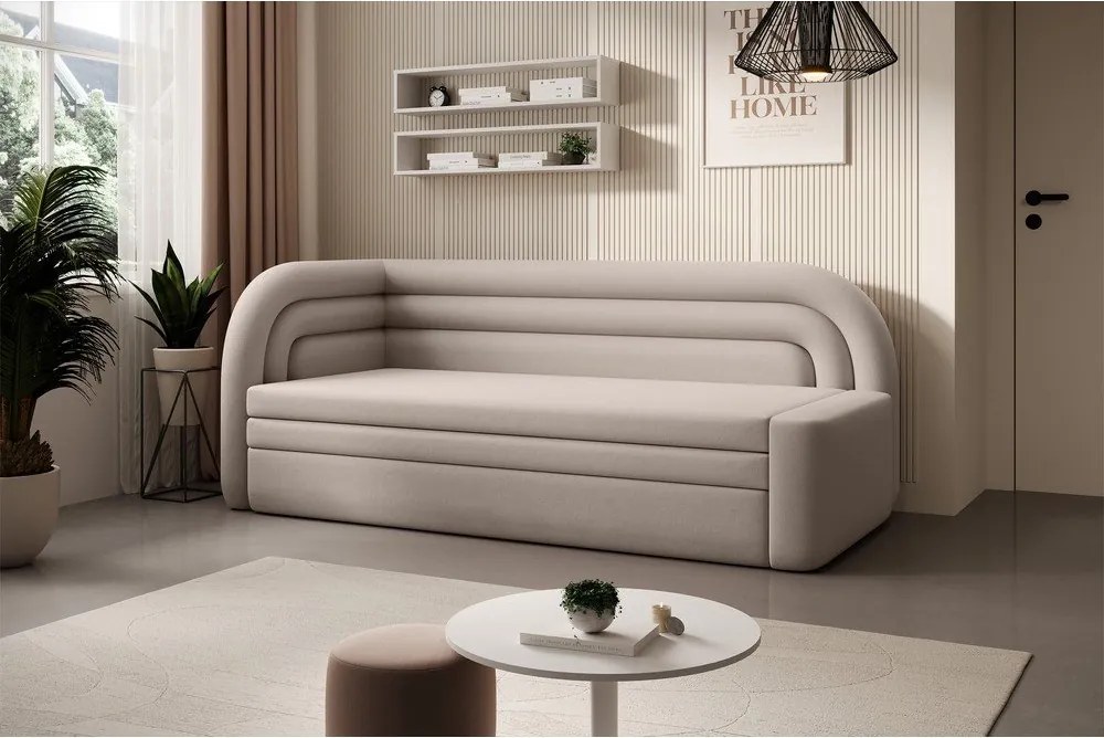 Béžová sametová rozkládací/s úložným prostorem pohovka levý roh 223 cm Fabillo – ELTAP