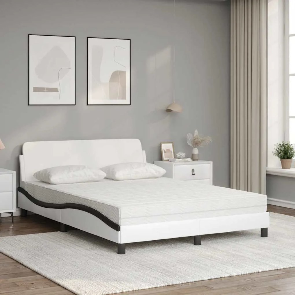 Postel s matrací Dover bílá a černá 140 x 200 cm umělá kůže 3208423