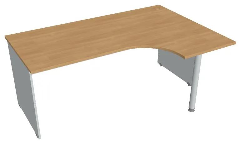 Stůl ergo 180 x 120 cm, levý Hobis Gate GE 1800 60 L Dekor lamino podnože: dub, Dekor korpusu: šedá, Barva nohy: šedivá