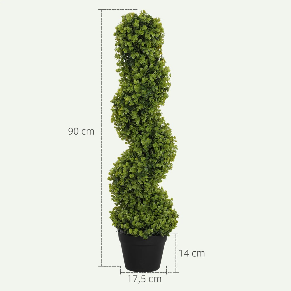 HOMCOM Sada 2 umělých spirálovitých eukalyptů, 90 cm pokojová rostlina, umělá rostlina, velká dekorativní rostlina v květináči pro domácnost, kancelá…
