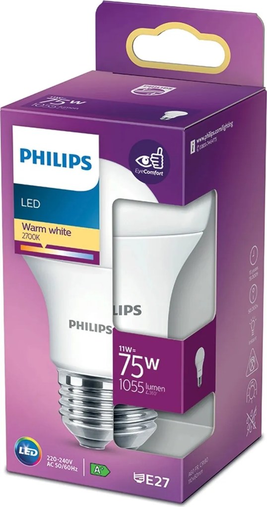 Philips Classic LED žárovka E27, 11 W, 1055 lm, 2700 K