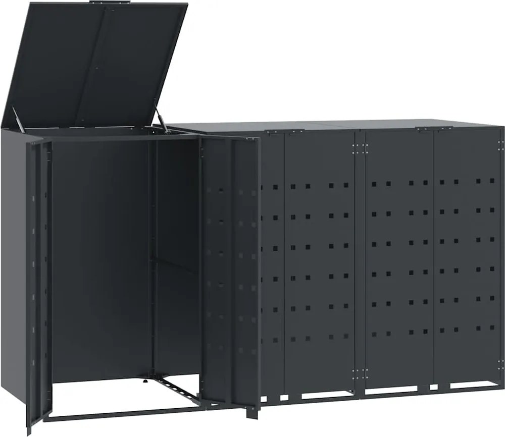 Box na 3 popelnice antracitový 207 x 79 x 117 cm ocel 3279983