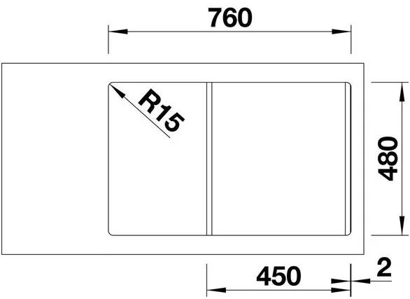 Blanco Sona 45 S Granitový dřez s odkapem oboustranné provedení, 78x50cm, šedá skála, 519663