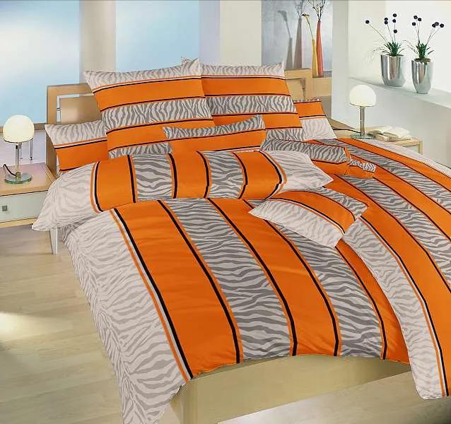 Bavlněné povlečení oražnové barvy s šeou Safari oranžové 1x 140/200, 1x 90/70