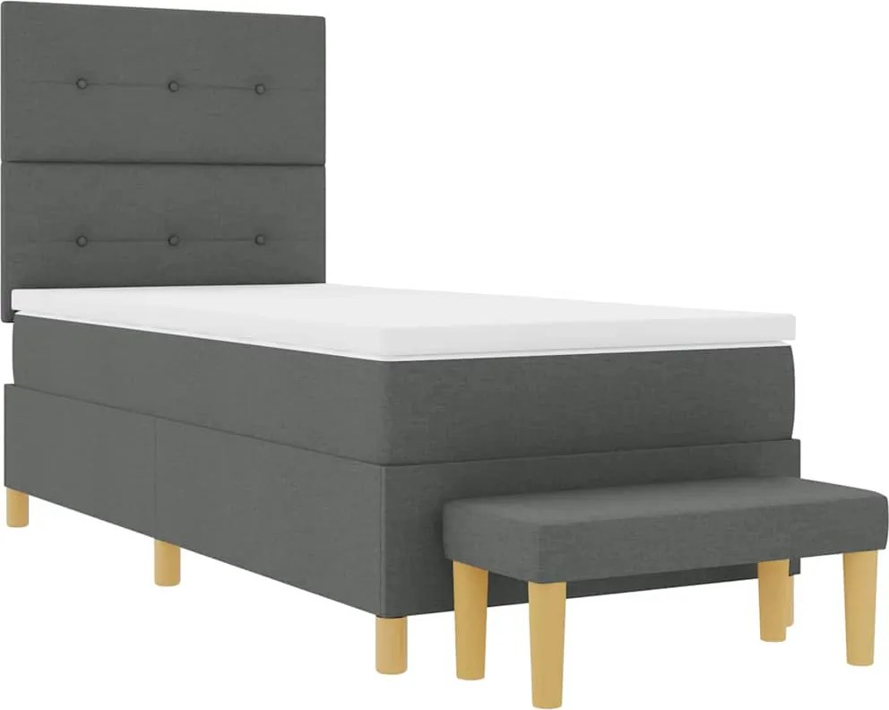 Postel s boxspringem s čelo Tmavě šedá 200 x 80 cm textil 3344255