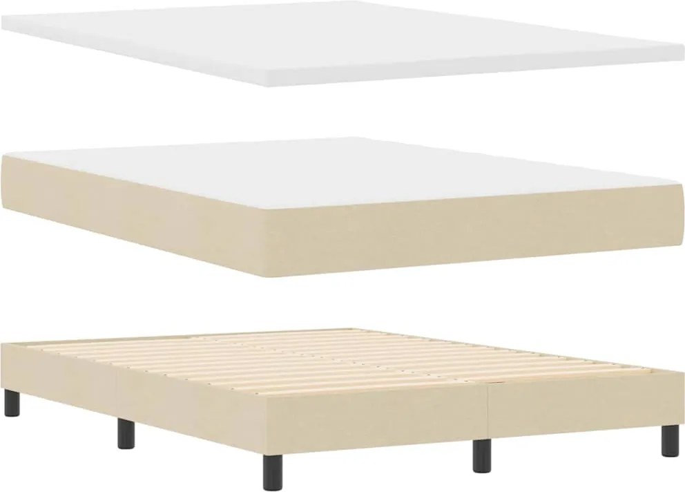 Postel s boxspringem s čelo Krémová 140 x 190 cm textil 3340022