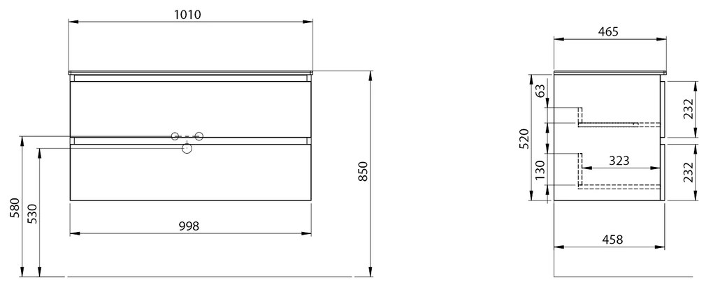 Sapho Ezara koupelnová skříňka 99,8 x 52 x 46 cm pod umyvadlo bílá lesk EZ101-3030