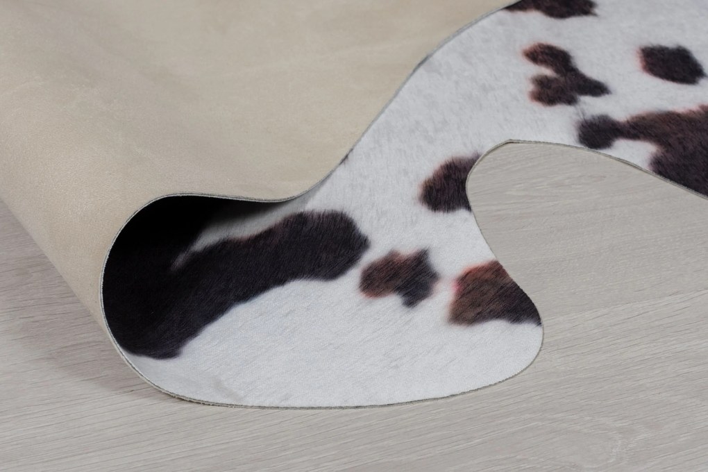 Flair Rugs koberce Kusový koberec Faux Animal Cow Print Black/White - 155x195 tvar kožešiny cm