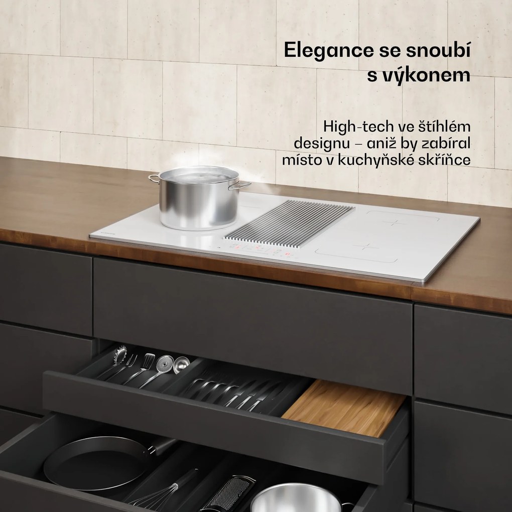 Klarstein Velaire indukční varná deska s digestoří | 4 varné zóny | 8400 W | 80 cm