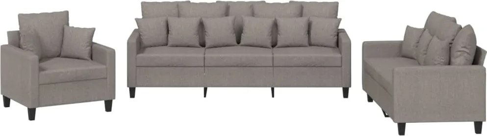 3dílná sedací souprava s polštáři taupe textil 3201639
