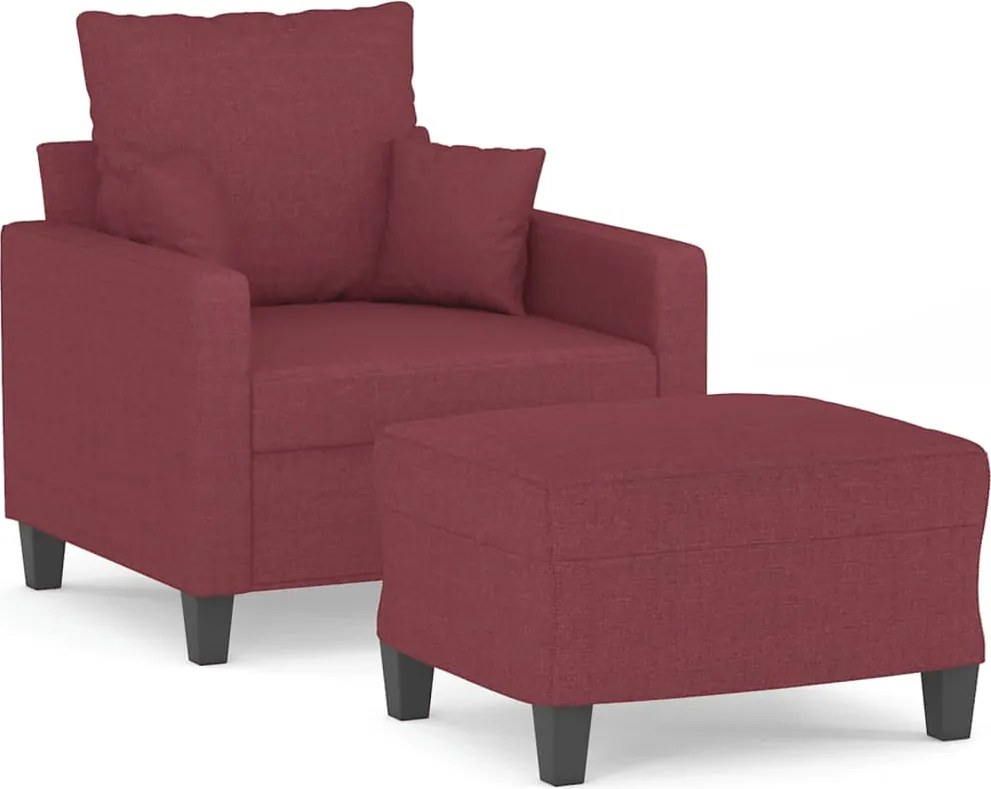 Křeslo s podnožkou vínové 60 cm textil 3201087