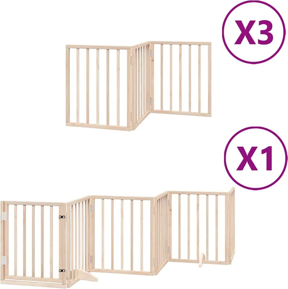Zábrana pro psy s dvířky skládací 15 panelů 750 cm topol 3155531