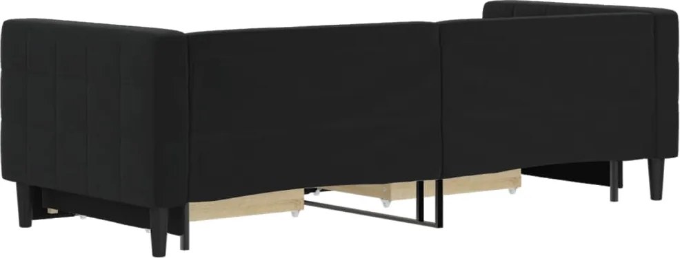 Válenda s přistýlkou a zásuvkami černá 80 x 200 cm samet 3196736