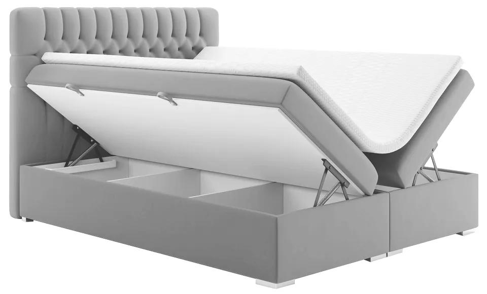 Boxspring postel Wainag 160x200, světle šedá