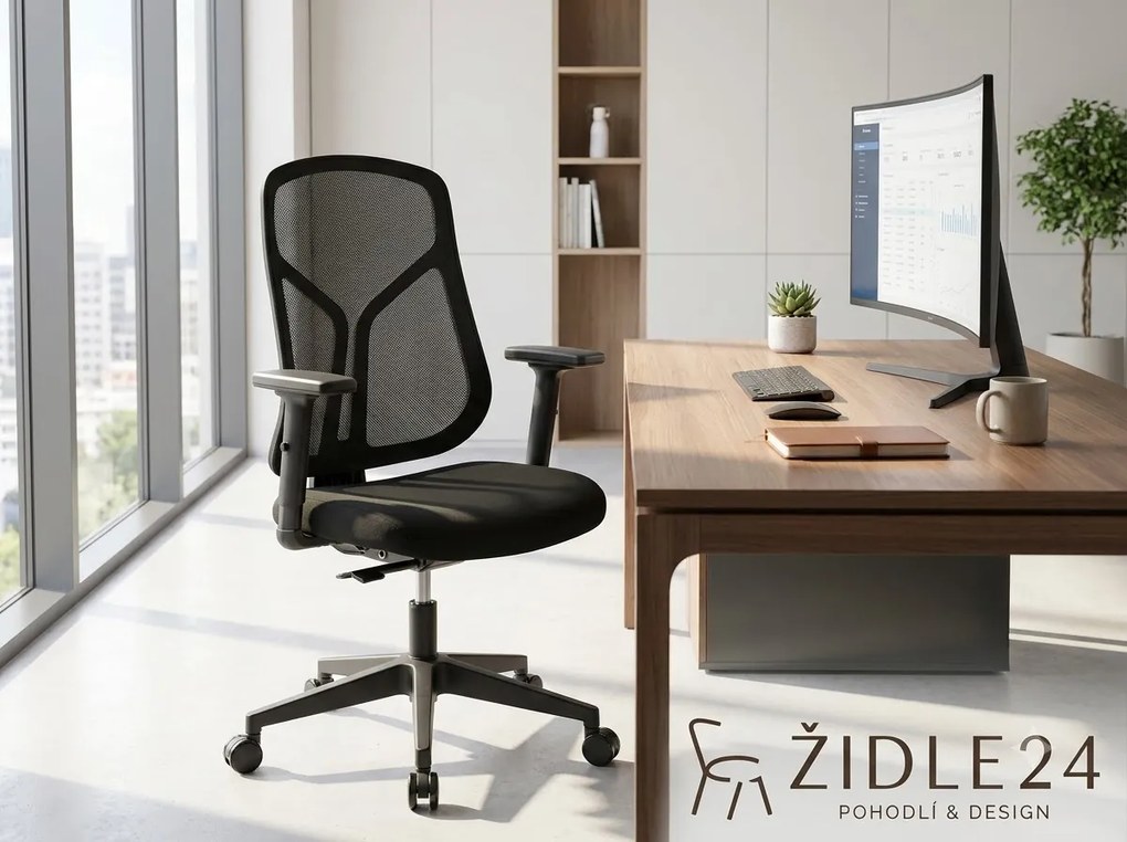 Ergonomická kancelářská židle NOMI - černá síťovina