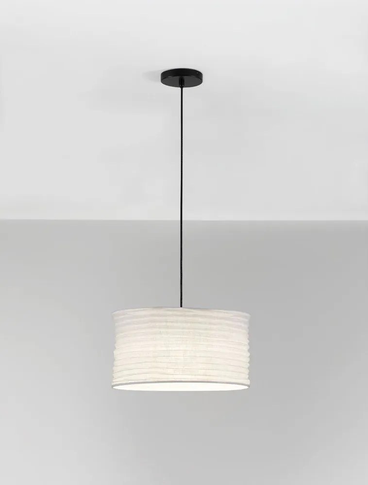 Bílé lněné závěsné svítidlo ø 38 cm Linnet – Nova Luce