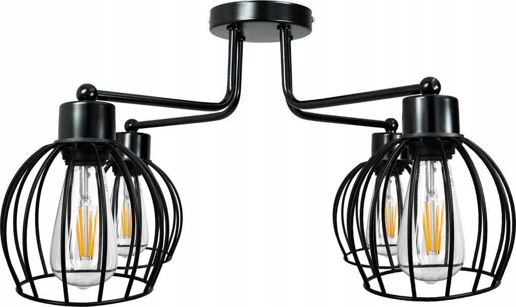 Industriální Led závěsná lampa Lustr 4XE27 Loft