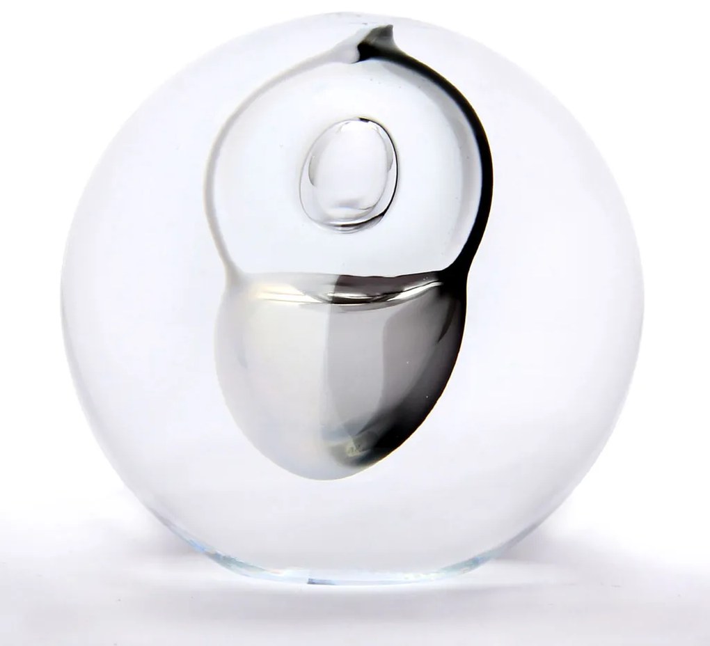Skleněné těžítko - dekor 07, Opálově bílá/Kouřově černá, 8 cm | České sklo od Artcristal Bohemia