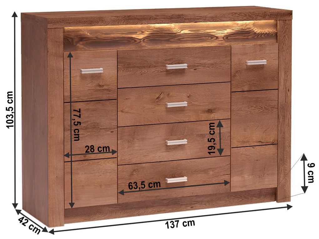 Kondela Komoda, jasan světlý, INFINITY I-07
