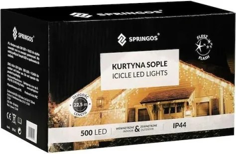 LED krápníky - 22,5m, 500LED, IP44, modrá + záblesky