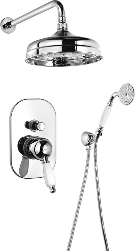 Sapho Kirké - Sprchový set s baterií pod omítku, s tělesem, průměr 20 cm, chrom/bílá KI42BC-01