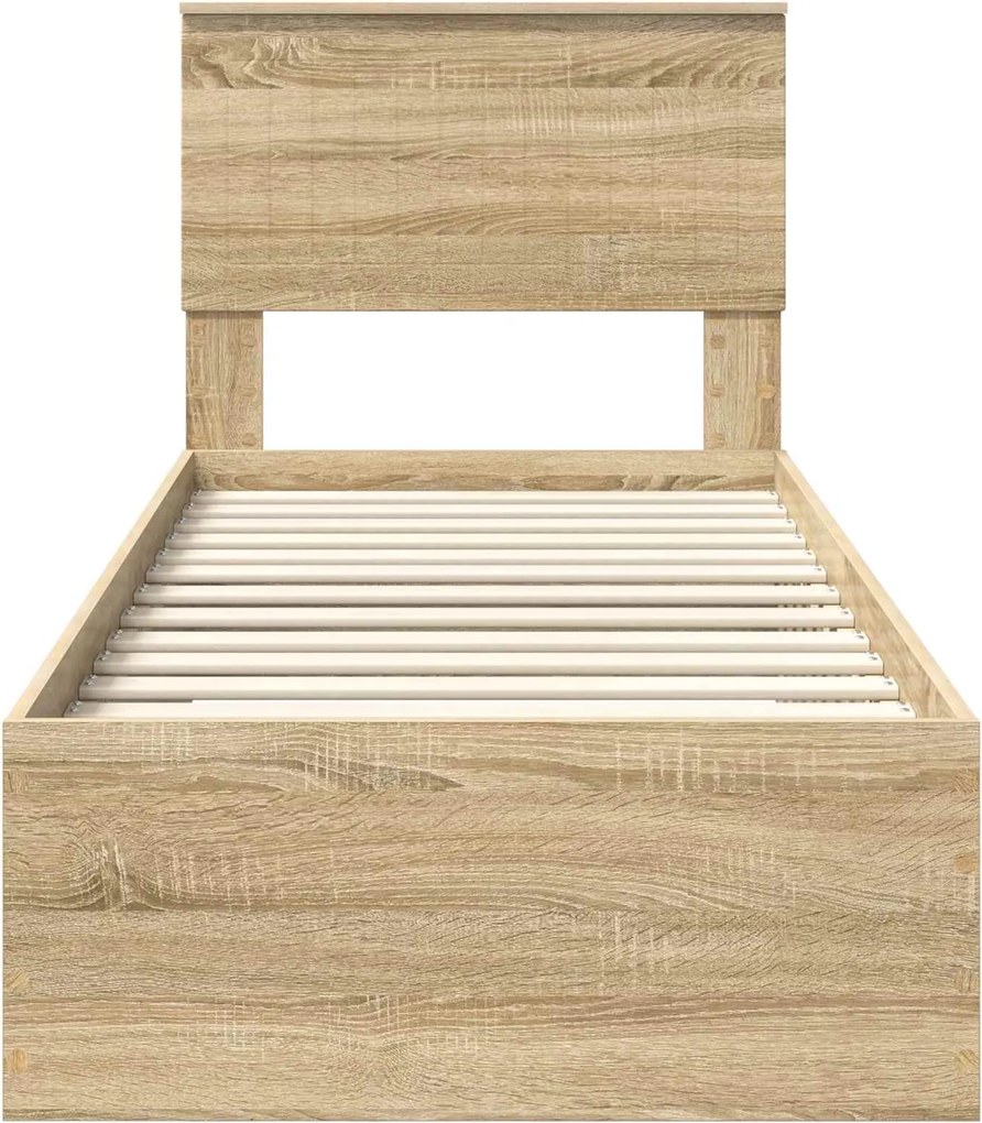 Rám postele Sonoma dub a stříbrná 75 x 190 cm Kompozitní dřevo 3410960