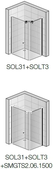 Ronal (Sanswiss) Ronal, SOLINO Black Line boční stěna v 90° SOLT3 Šířka: 80 cm, Sklo: 87 Screen