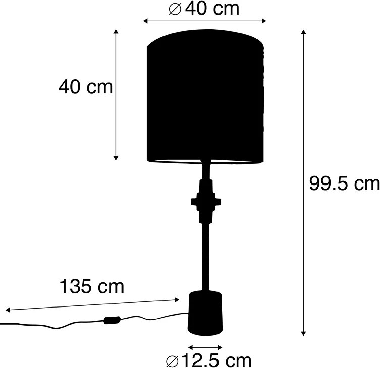 Stolní lampa v art deco stylu se zlatým sametovým stínítkem s motivem pírka páva 40 cm - Diverso