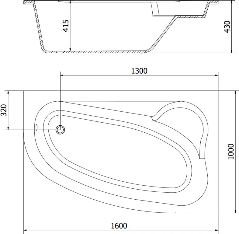 Mexen Westa rohova vana pravá 160 x 100 cm, bílá - 560116010002