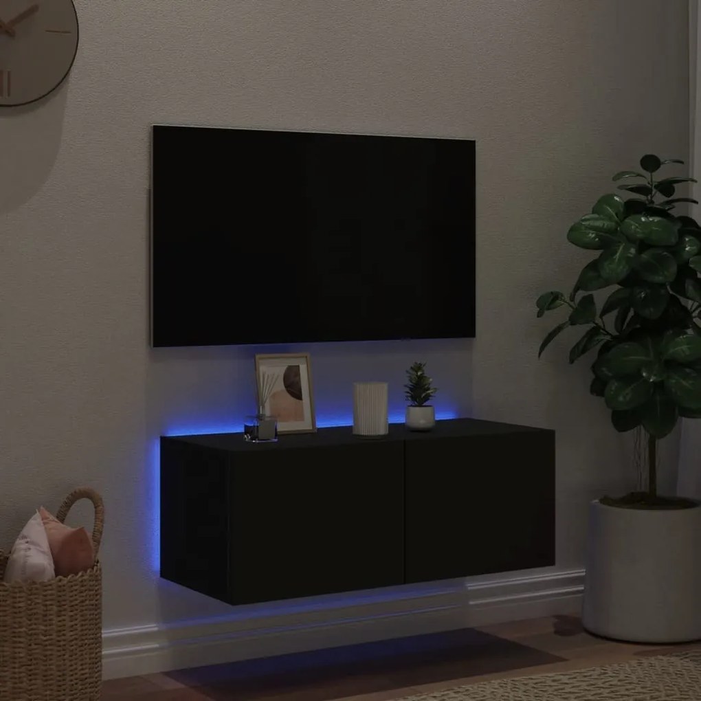 vidaXL Nástěnná TV skříňka s LED osvětlením 80 x 35 x 31 cm [837283] Barva: Betonová šedá