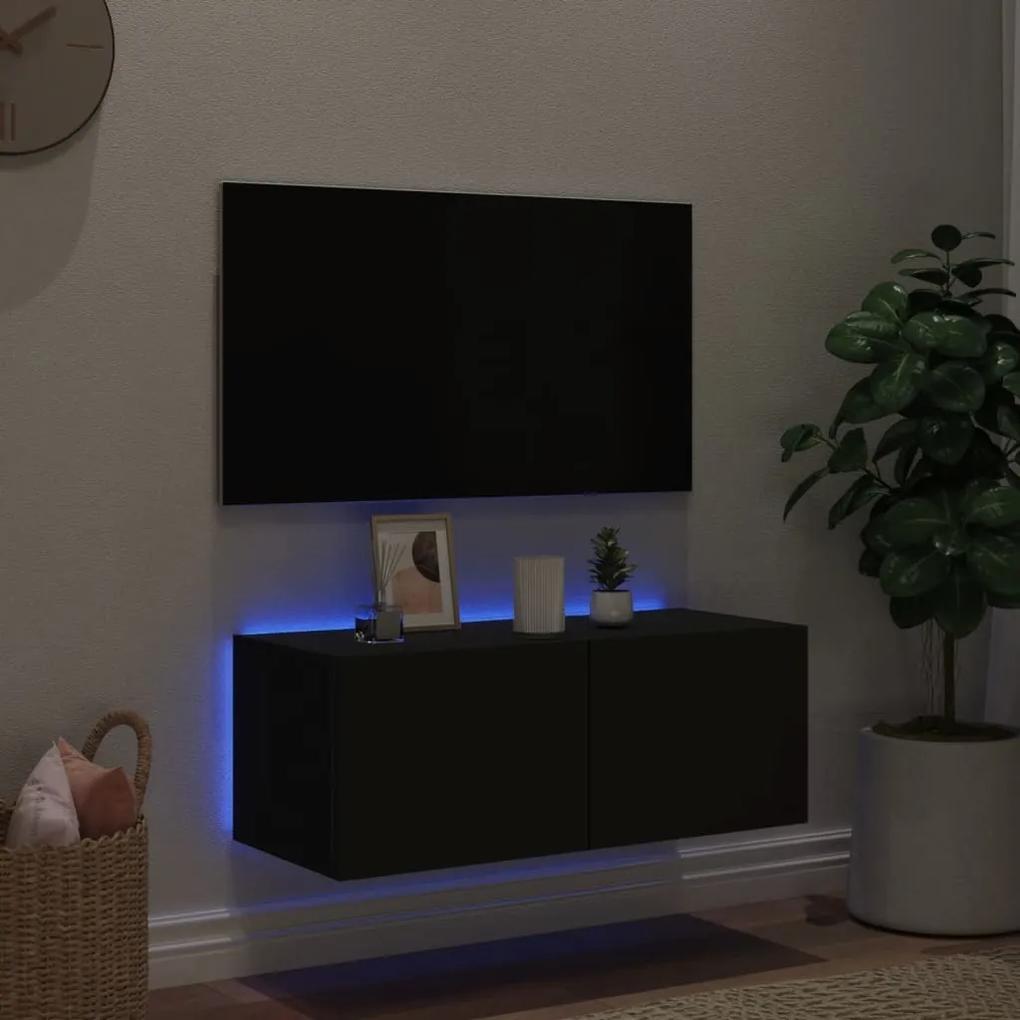 vidaXL Nástěnná TV skříňka s LED osvětlením 80 x 35 x 31 cm [837283] Barva: hnědý dub