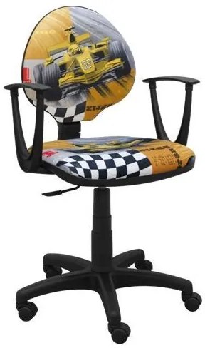 MAXMAX Dětská otočná židle PATRICK - FORMULE žlutá