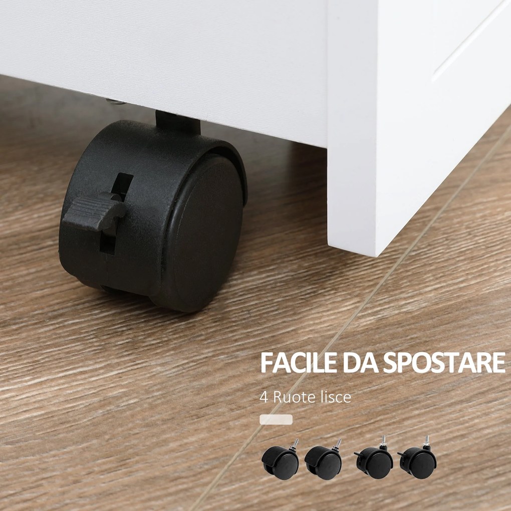 kleankin Úsporný Kuchyňský Vozík, Designový Koupelnový Vozík, Víceúčelový, Úsporný, MDF Dřevěné Police, Otáčecí Kolieska a Rukojeť, 42,5x20,3x66,7cm,…