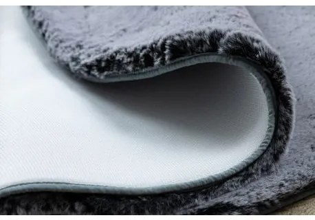 Kusový Kulatý pratelný koberec LAPIN shaggy, protiskluzový, černý / slonová velikost kruh 160 cm | krásné koberce cz
