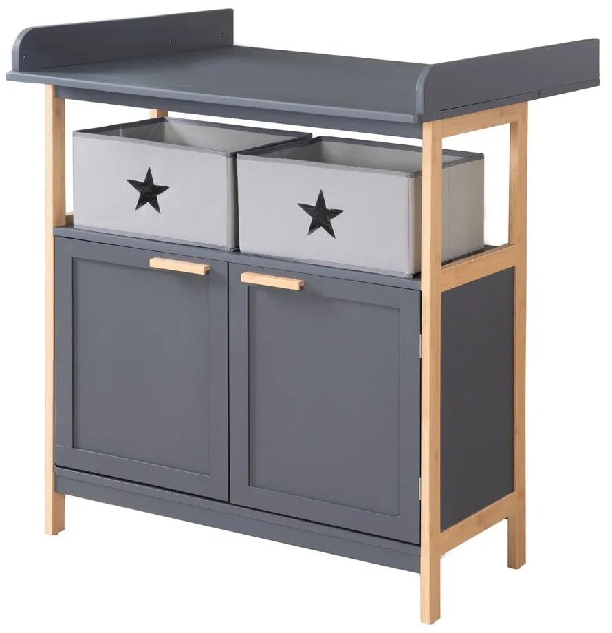 Antracitová nízká dětská komoda s přebalovacím pultem 87x75 cm Berlin – Roba