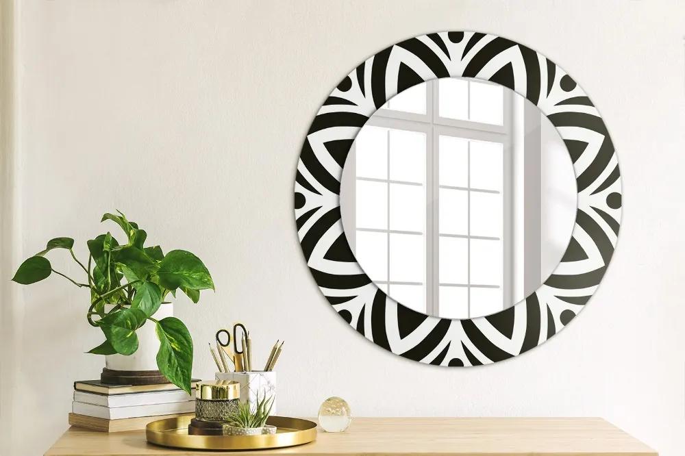 Kulaté dekorativní zrcadlo Černá geometrická ozdoba fi 50 cm