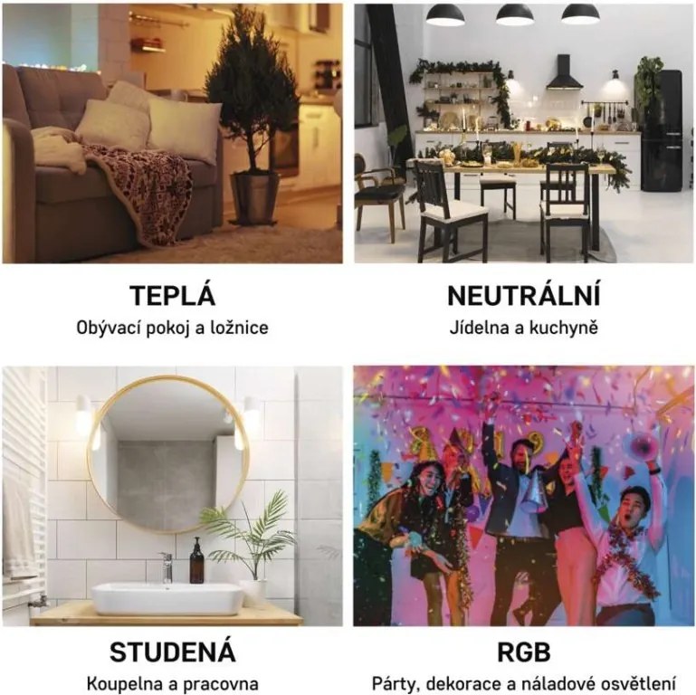 Chytrá LED žárovka GoSmart E14 4,8W 230V Wi-Fi RGB stmívatelná