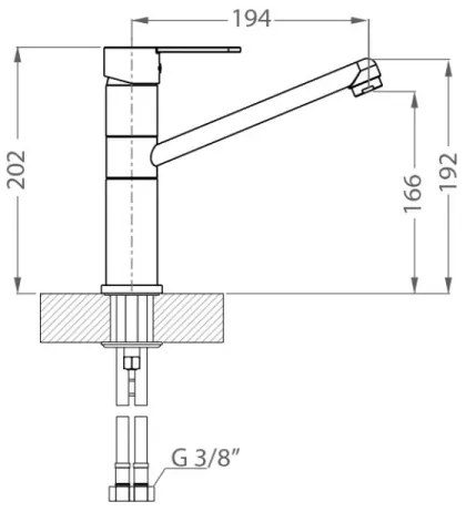 ALVEUS 1119875 - Dřezová baterie ZENIT 20,2 cm granit/černá