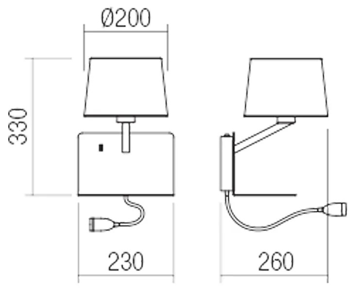 Redo 01-1808 nástěnná LED lampa Tomo matně kávová, E27 + 6W, 3200K, ø20cm