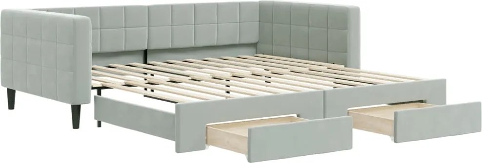 Válenda s přistýlkou a zásuvkami světle šedá 100 x 200 cm samet 3196746