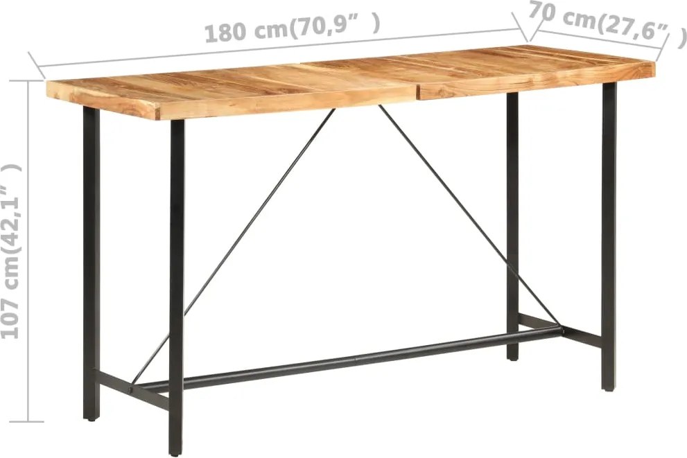 vidaXL Marketos Barový stůl 180 x 70 x 107 cm masivní akáciové dřevo