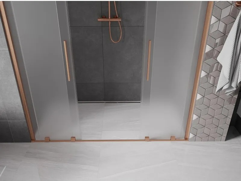 Mexen Velar Duo, posuvné sprchové dveře do otvoru 200 cm, 8mm sklo námraza, měděná matná, 871-200-000-32-65
