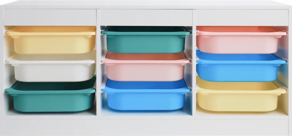 Organizér s úložnými boxy, bílá/mix barev, TRIMAL NEW
