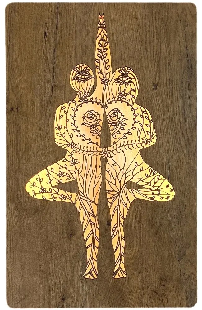 Li-Go "Souznění" světelný obraz s baterií 50x80cm varianta ovládání: ovládání na obraze včetně dálkového ovladače, provedení povrchu: dub