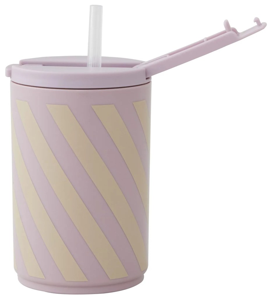 DESIGN LETTERS Dětský hrnek Kids Lavender Stripe 330 ml, fialová barva, plast
