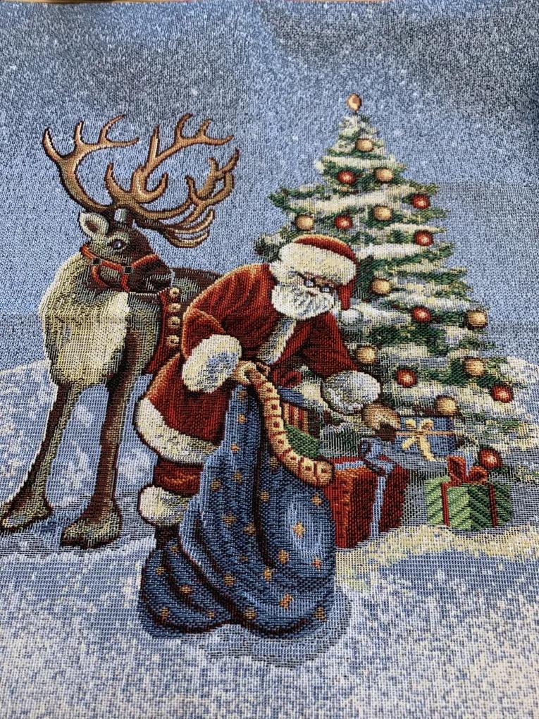 K-U ručně šitý polštářek vánoční Santa se Sobem, 45 cm x 45 cm